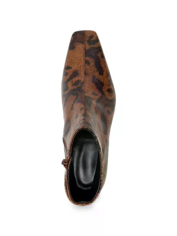 Proenza Schouler Trap Flat Ankle Boots In Embossed Python - Brown