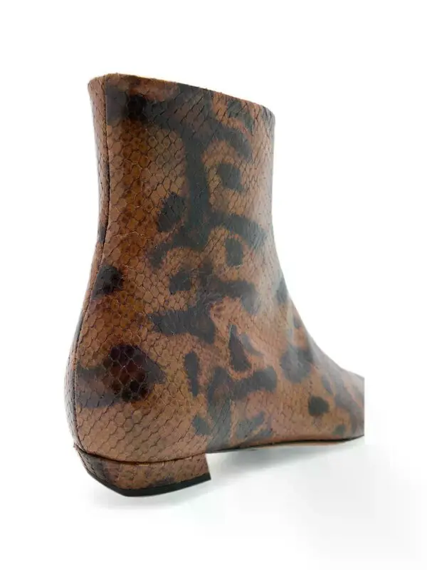 Proenza Schouler Trap Flat Ankle Boots In Embossed Python - Brown