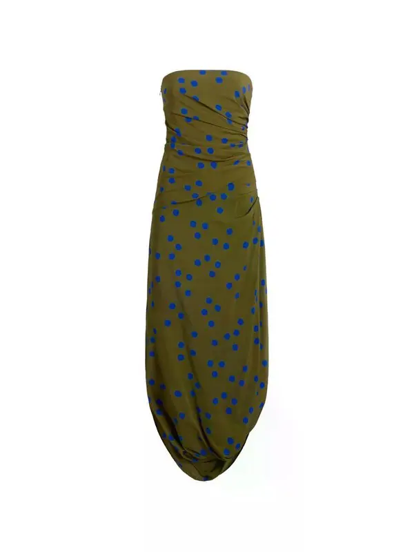 Proenza Schouler Nayara Dress In Printed Dot Stretch Viscose - Green