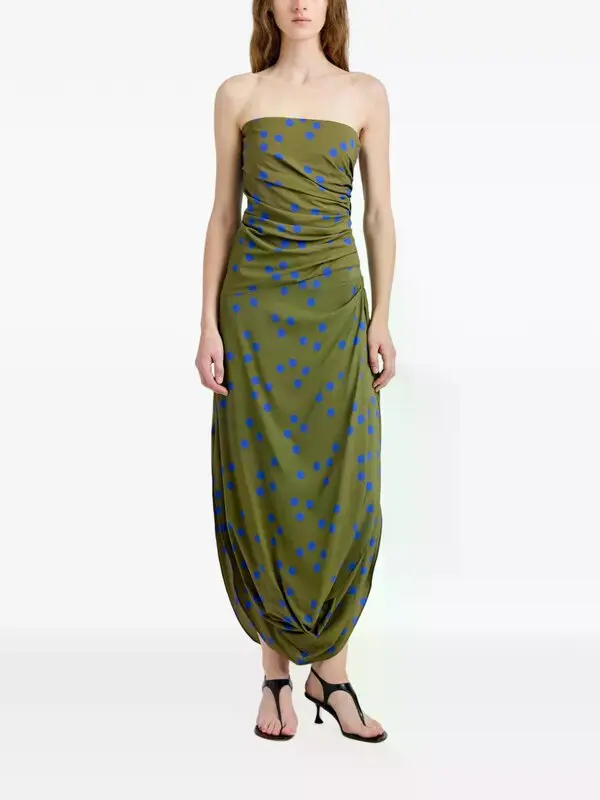 Proenza Schouler Nayara Dress In Printed Dot Stretch Viscose - Green