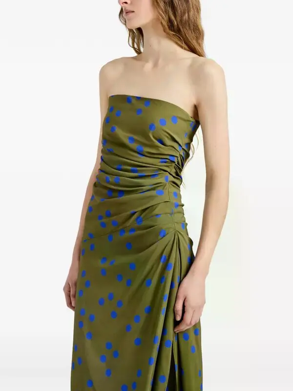 Proenza Schouler Nayara Dress In Printed Dot Stretch Viscose - Green