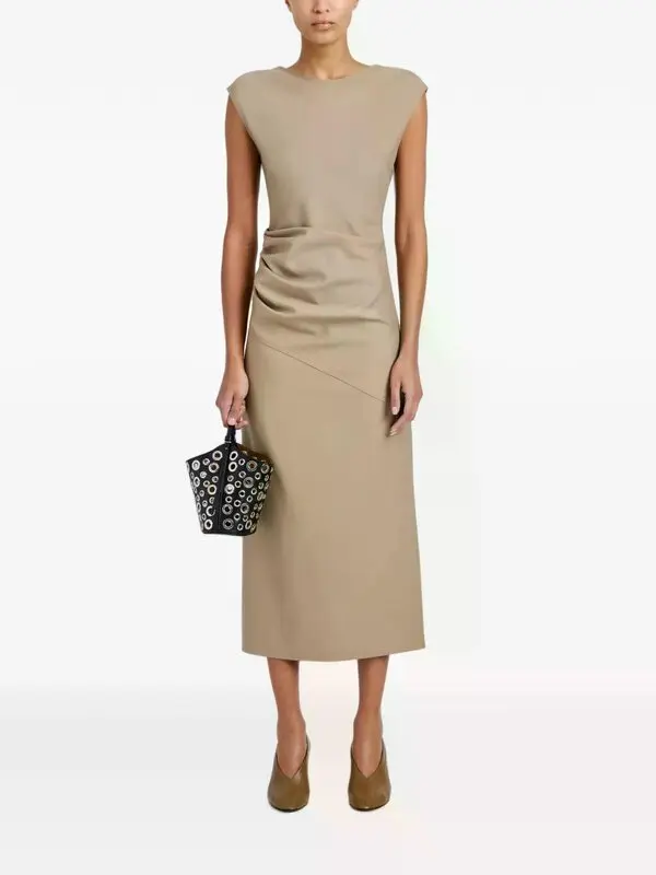 Proenza Schouler Katia Dress In Wool Gabardine - Neutrals