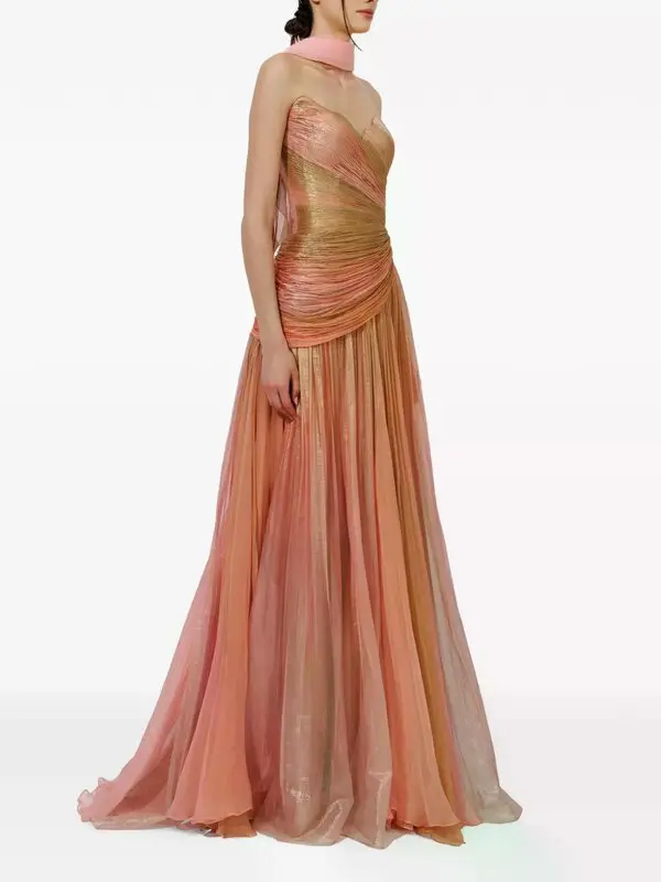 IRIS SERBAN Melissa Draped Ombre-print Maxi Dress
