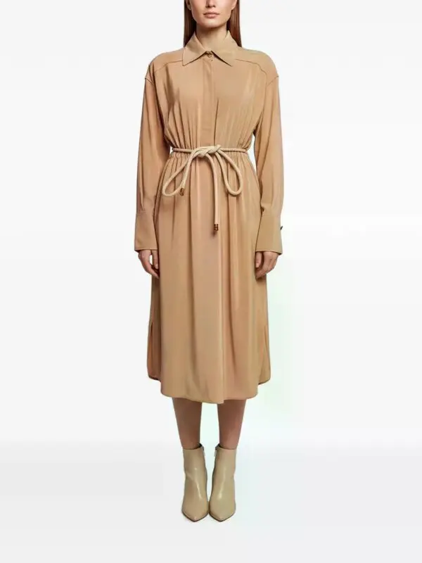 Fendi Belted Shirt Midi Dress - Neutrals