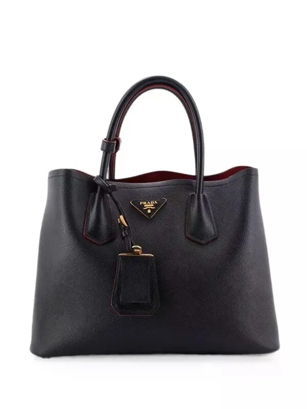 Prada Cuir Double Saffiano Leather Medium Tote Bag - Black