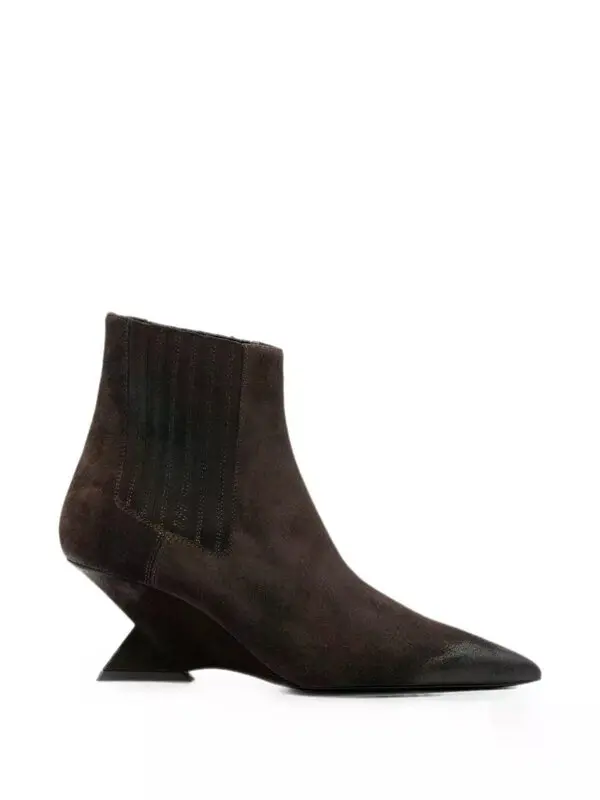 Attico Cheope Sculptural-wedge Ankle Boots - Brown
