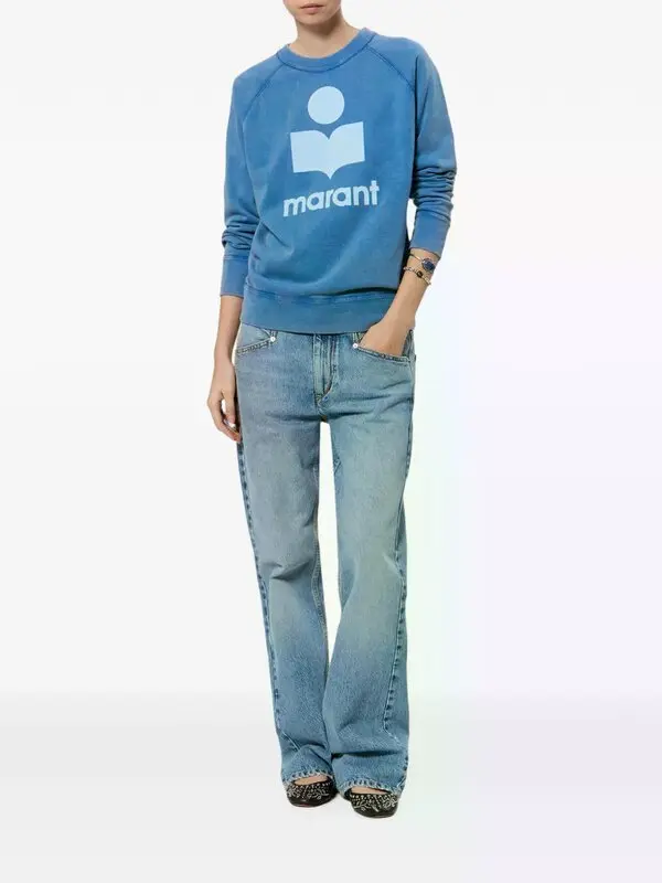 MARANT ETOILE Logo-print Raglan-sleeve Sweatshirt - Blue