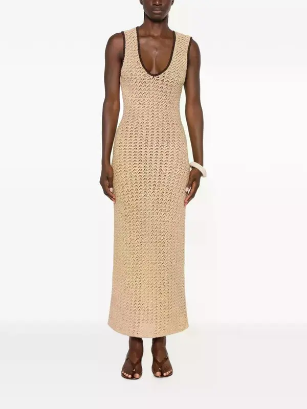 SIR. Crochet-knit Open-back Maxi Dress