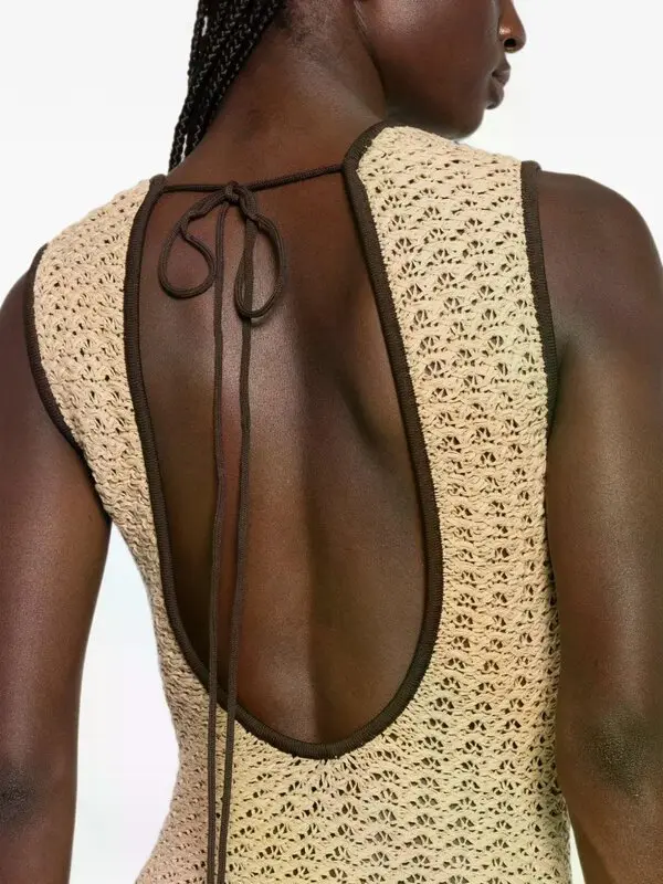 SIR. Crochet-knit Open-back Maxi Dress