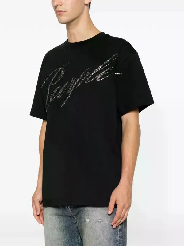 PURPLE BRAND Rhinestone-logo T-shirt