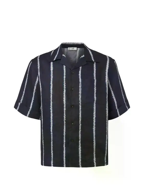 Commas Shibori-stripe Linen Shirt - Blue