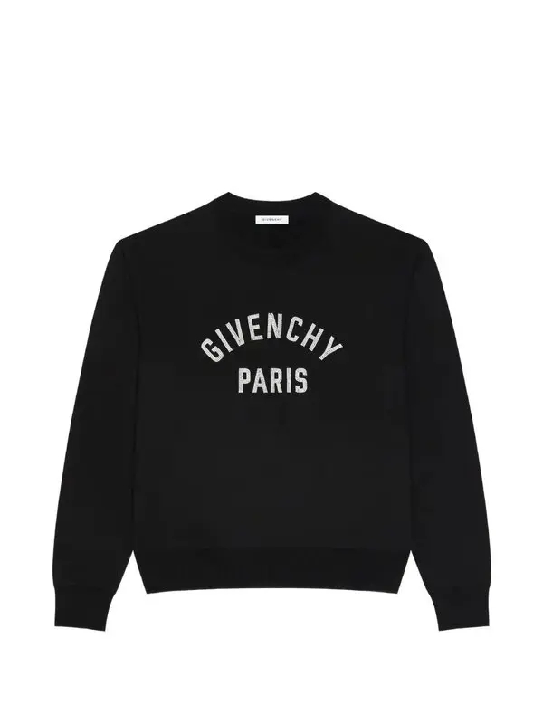 Givenchy Beaded Logo V-neck Sweater - Black