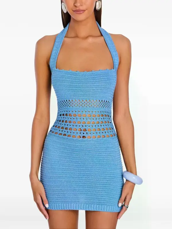Retrofete Halterneck Crochet Mini Dress