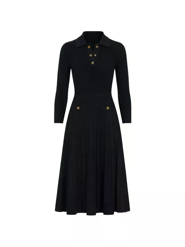 Michael Kors Ribbed-knit Pleated Midi Dress