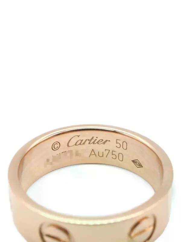 Cartier 18k Rose Gold Love Ring With Engraved Screw Motifs - Pink
