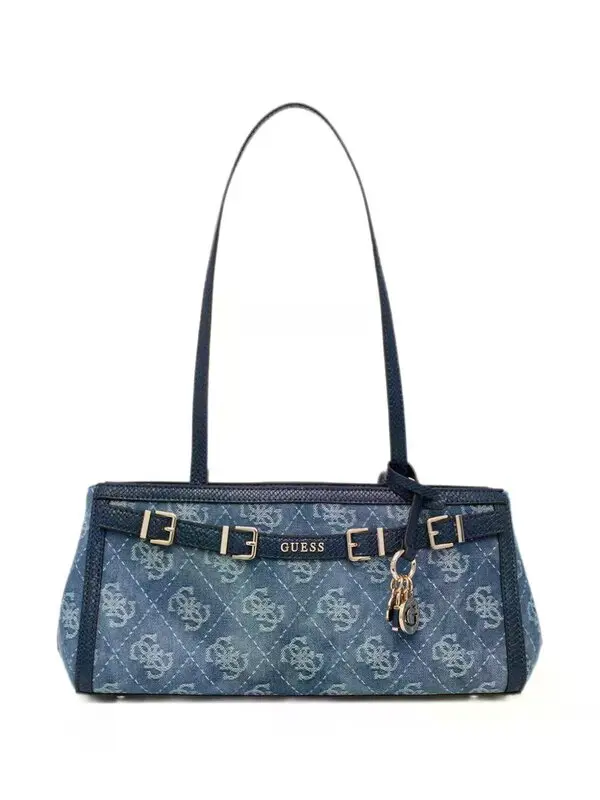 Guess Monogram Print Denim Tote Bag - Blue