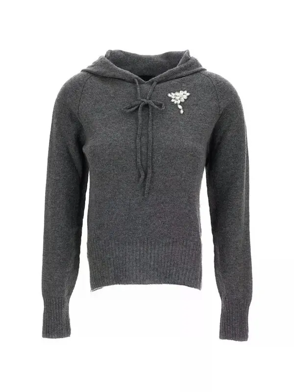 Simone Rocha Embellished Cashmere Hoodie - Grey