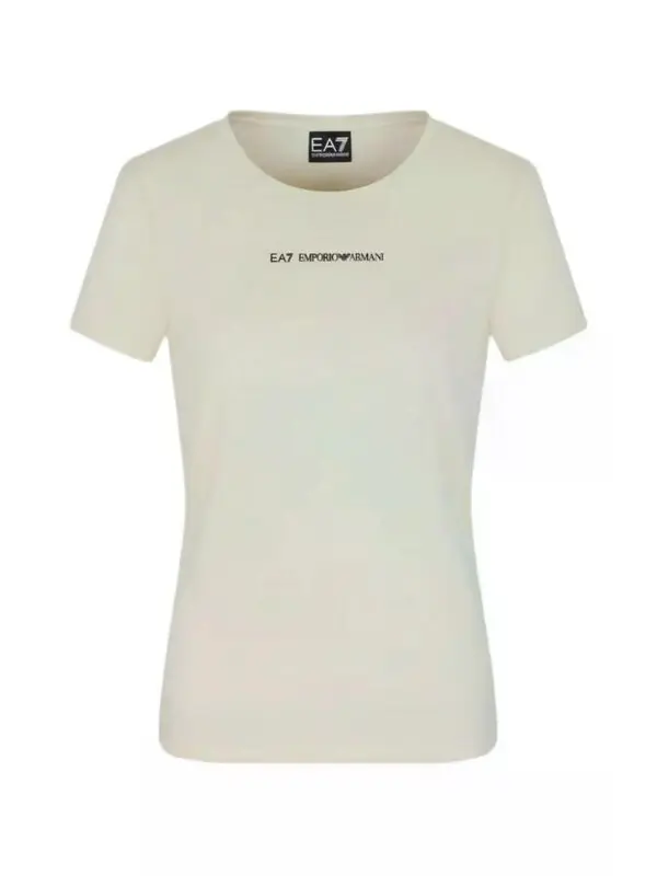 EA7 Jersey Crew Neck T-shirt With Logo Print - Neutrals