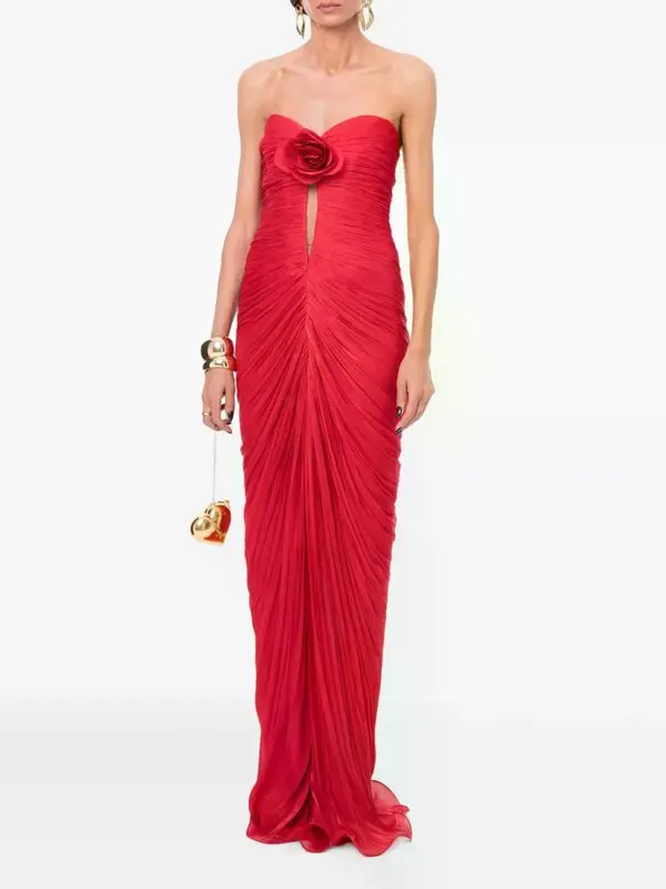 ANA RADU Flower-detail Ruched Gown