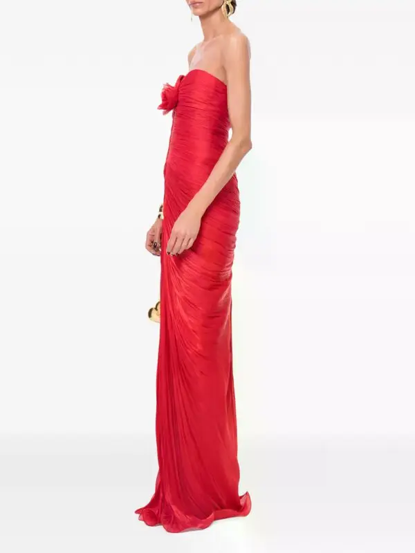 ANA RADU Flower-detail Ruched Gown