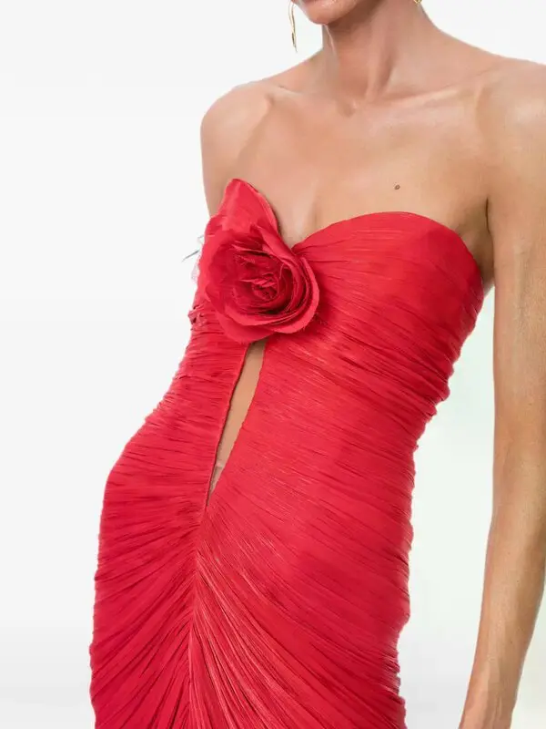 ANA RADU Flower-detail Ruched Gown