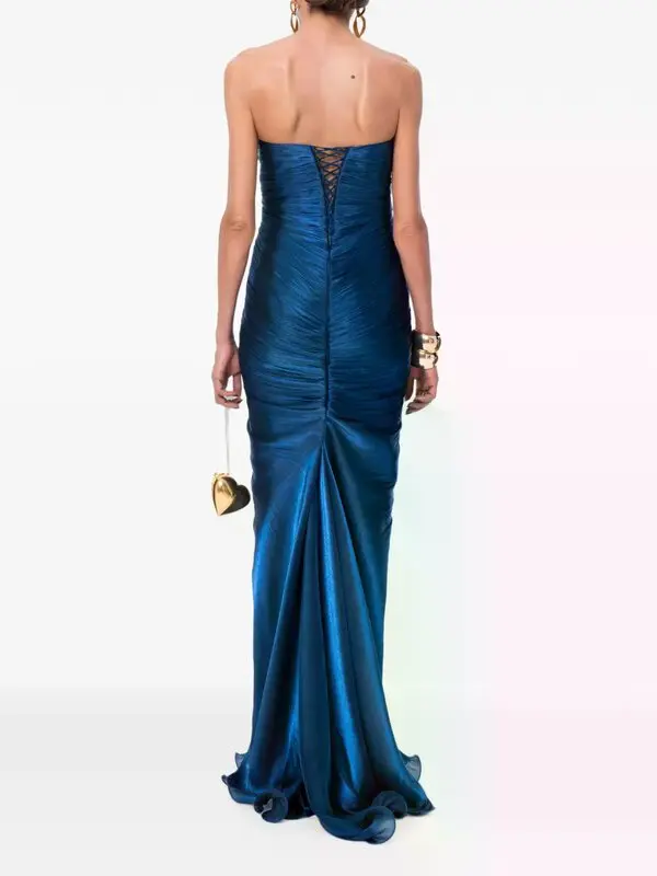 ANA RADU Strapless Floral Appliqué Maxi Dress