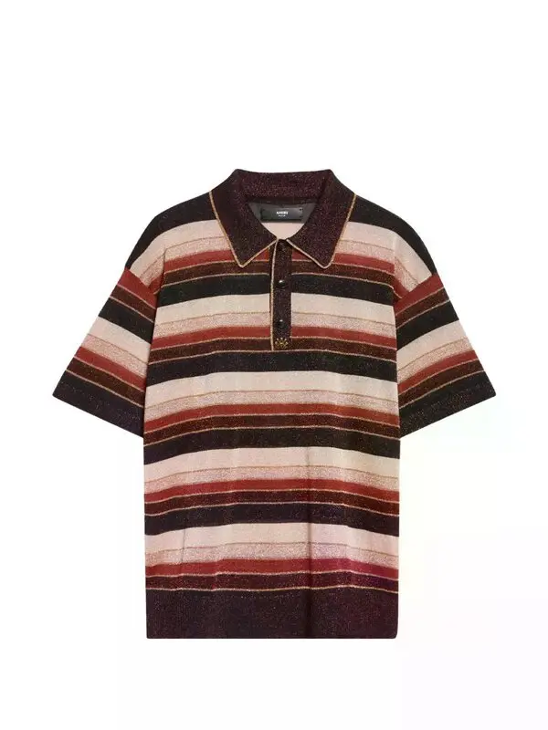 Amiri Striped Glitter-effect Polo Shirt - Brown