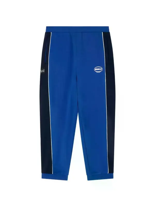 EA7 Logo-print Side-stripe Track Pants - Blue