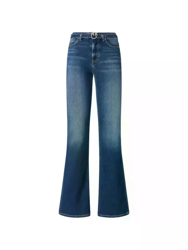 Pinko Love Birds Buckle Flared Jeans - Blue