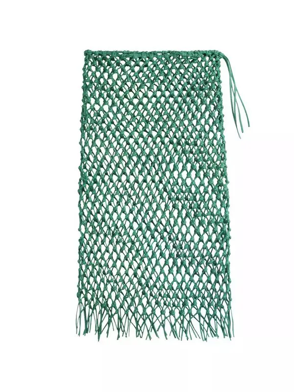 THE FRANKIE SHOP Nelaya Macramé-effect Leather Midi Skirt - Green