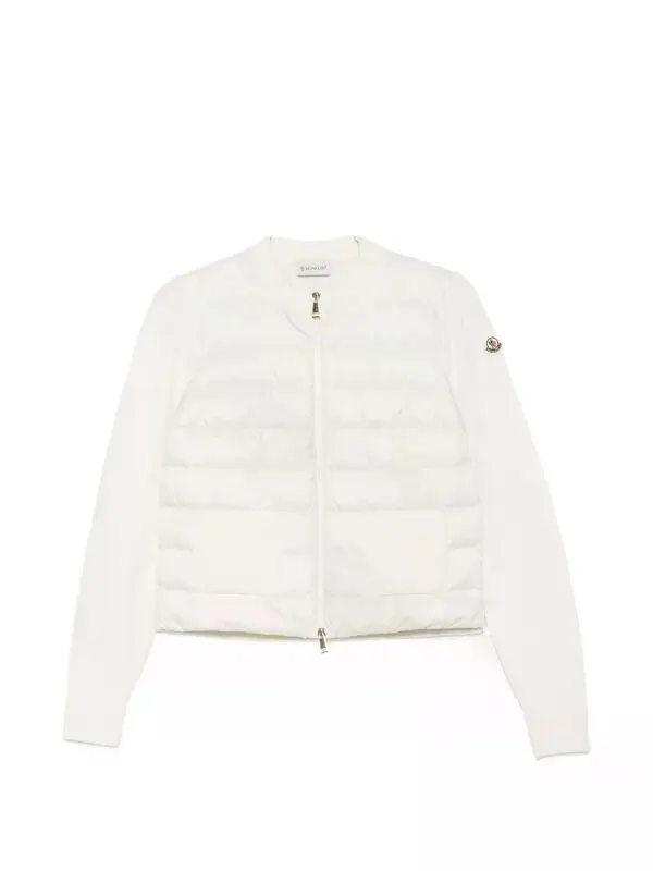 Moncler Quilted Zip-up Sweater - Neutrals