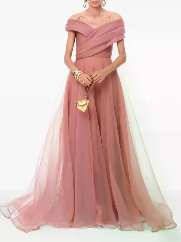 ANA RADU Off-shoulder Draped Maxi Dress - Pink