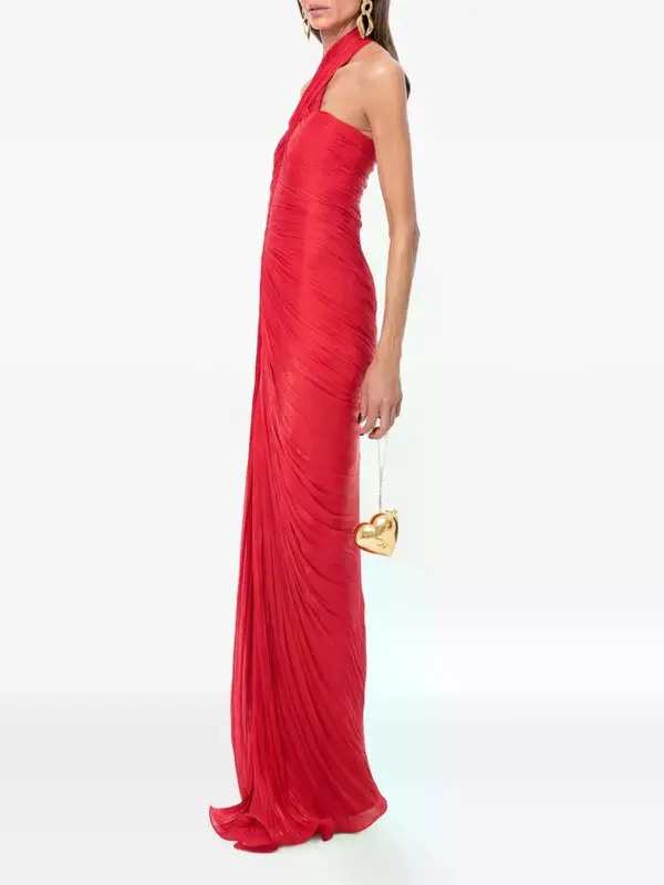 ANA RADU Ruched Halterneck Maxi Gown
