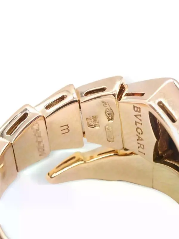 BVLGARI 18k Rose Gold Onyx And Diamond Serpenti Ring - Pink