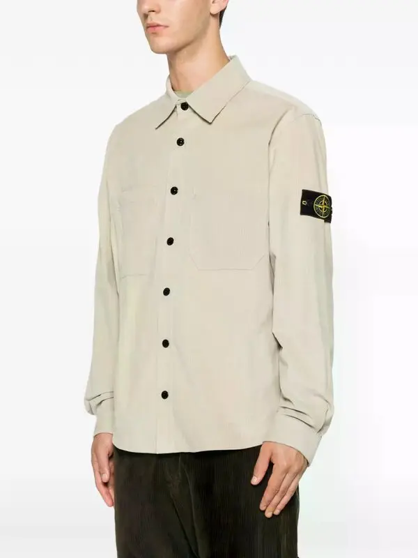Stone Island Corduroy-texture Logo-patch Shirt