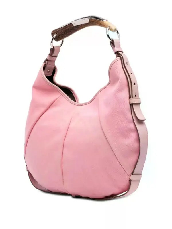 Saint Laurent 2022 Medium Canvas Mombasa Hobo Shoulder Bag - Pink