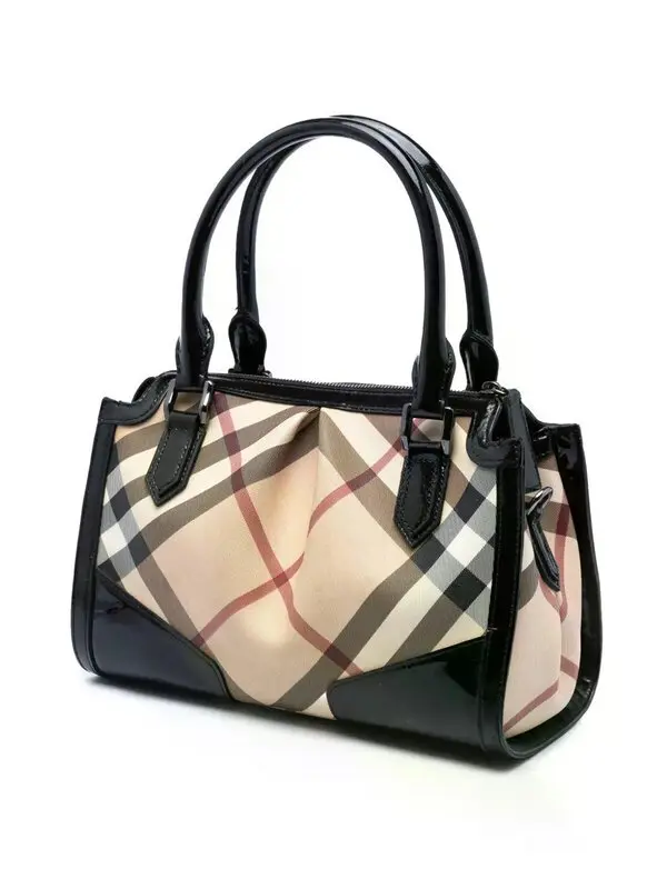 Burberry Patent Trimmed Nova Check Satchel
