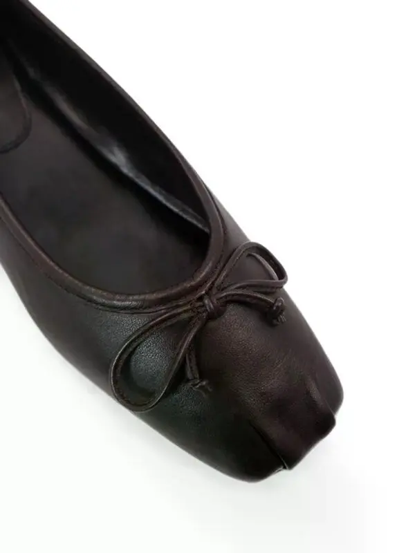 NOTABENE Serena Bow-detail Square-toe Ballet Flats
