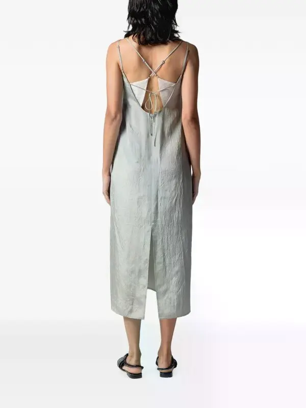 MULLER OF YOSHIOKUBO Wrinkles Crinkled-finish Crossover-strap Midi Dress - Green