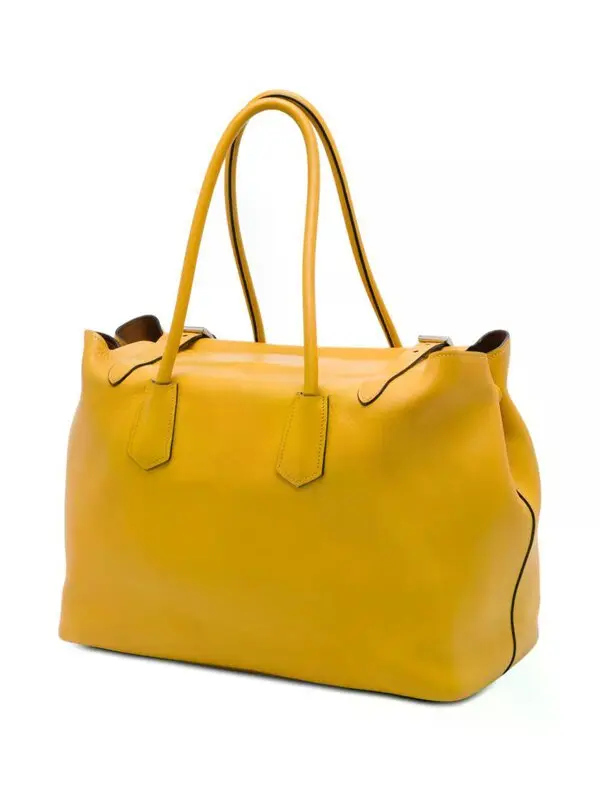 Prada 2021-2026 City Calf Leather Buckle Tote Bag - Yellow