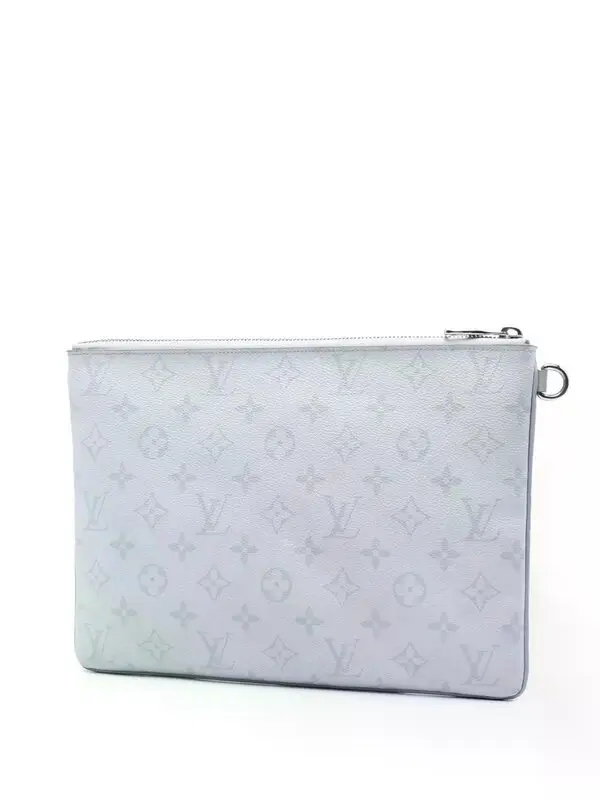 LOUIS VUITTON Monogram Logo Story Pochette Gm Clutch Bag - White