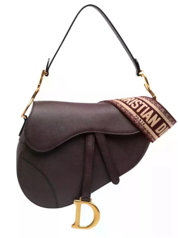 Dior 2019 Mini Grained Calfskin Saddle Bag Satchel - Brown