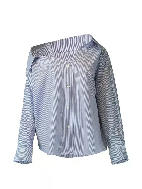 CHRISTY LYNN Dasha Striped Off-shoulder Shirt - Blue