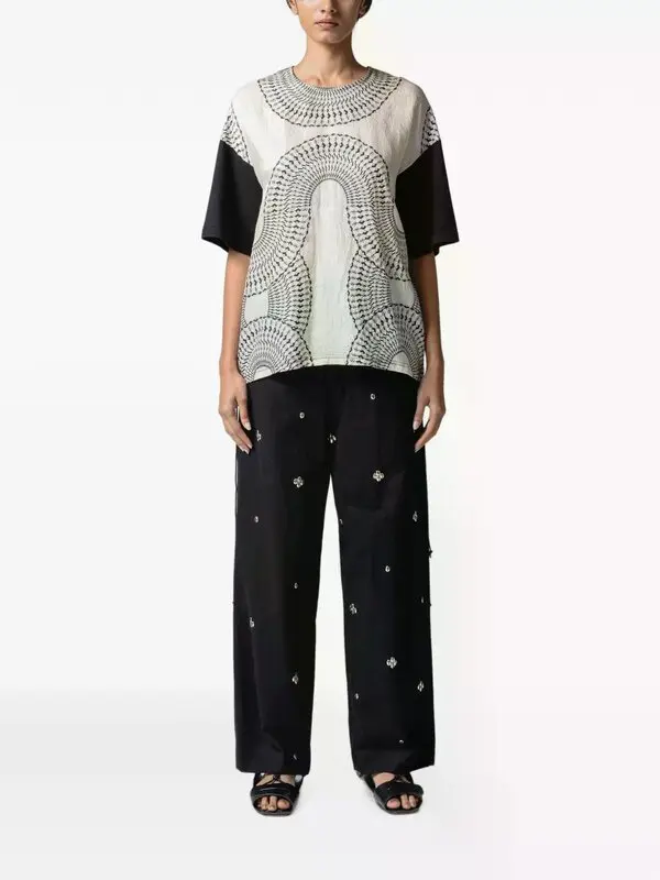 MULLER OF YOSHIOKUBO Metal Beans Embellished Straight-leg Trousers - Black