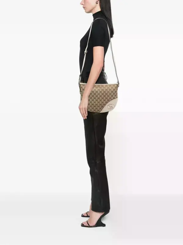 Gucci Medium Gg Canvas New Britt Half Moon Crossbody Bag