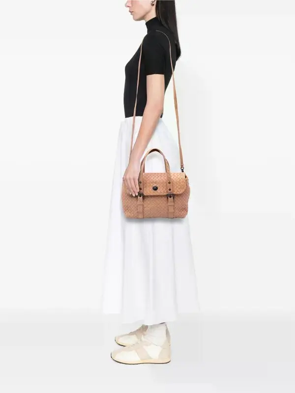 Bottega Veneta Nappa Intrecciato Flap Satchel - Brown