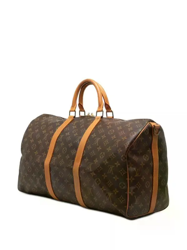 LOUIS VUITTON Monogram Keepall Bandouliere 50 Travel Bag - Brown
