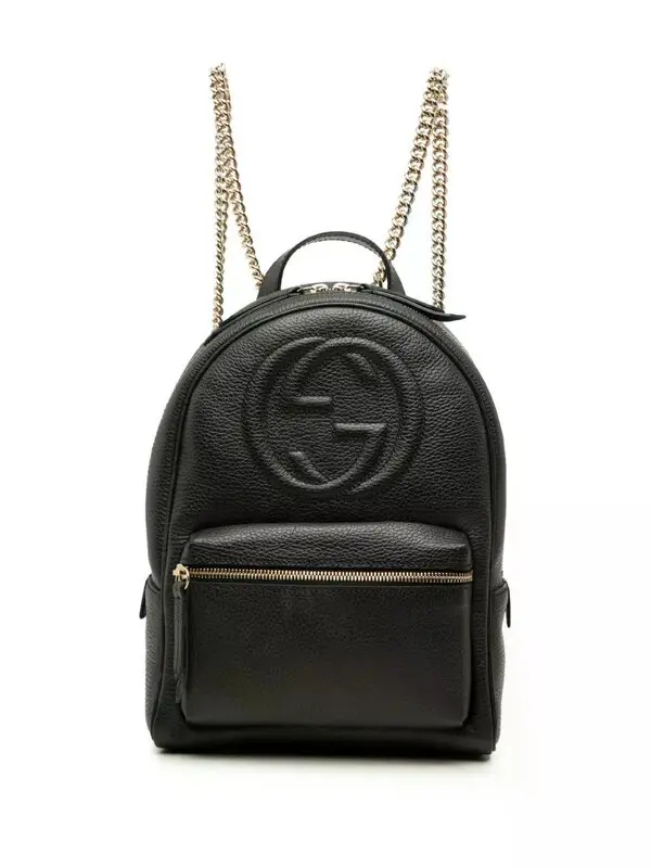 Gucci 2000-2015 Pebbled Calfskin Soho Chain Backpack - Black