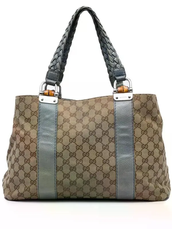 Gucci 2016-2026 Medium Gg Canvas Bamboo Libeccio Tote Bag - Neutrals