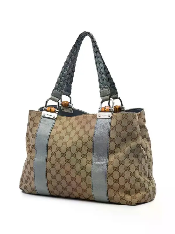 Gucci 2016-2026 Medium Gg Canvas Bamboo Libeccio Tote Bag